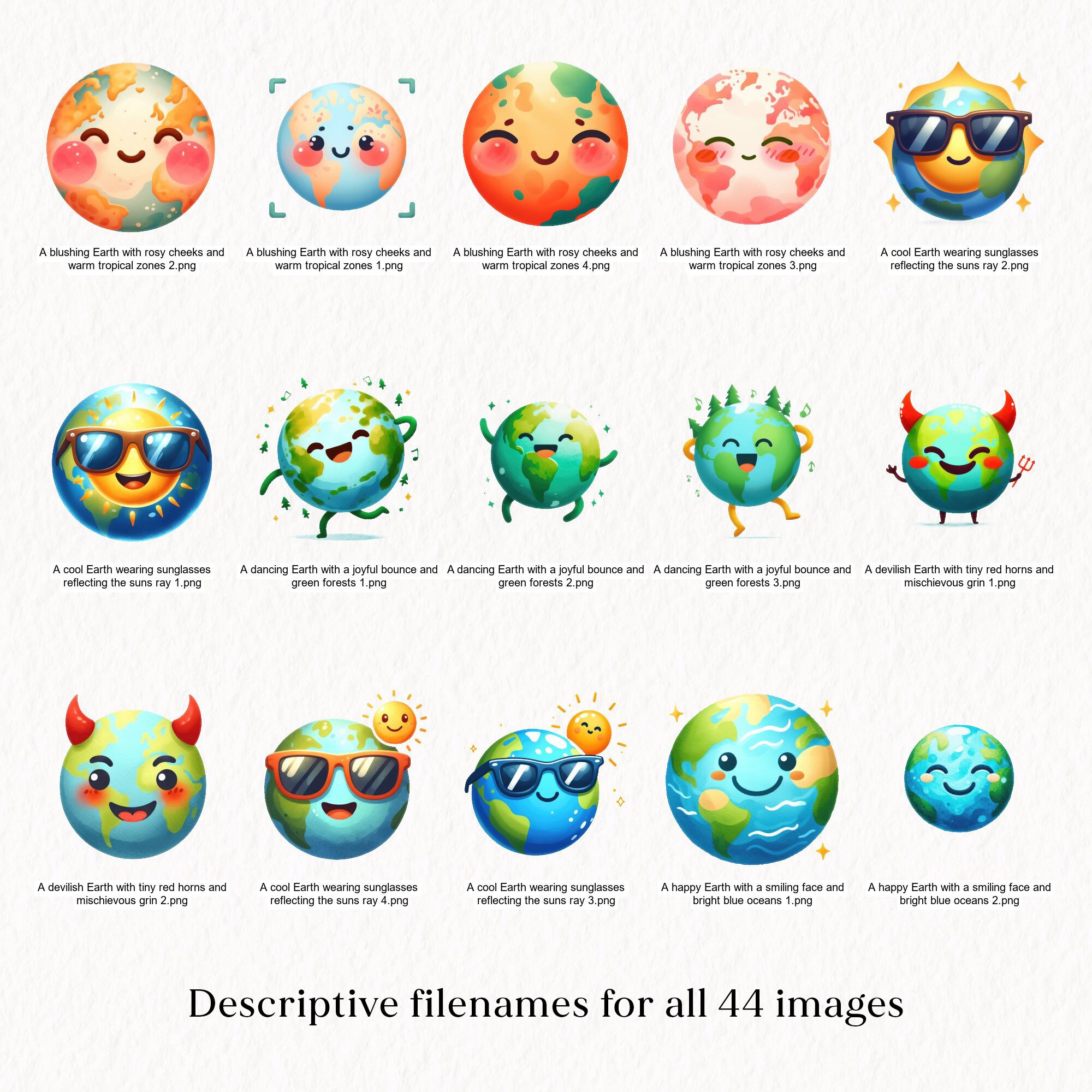 Emoji Earth Globe Watercolor Clipart Bundle 44 HQ Transparent PNG ...