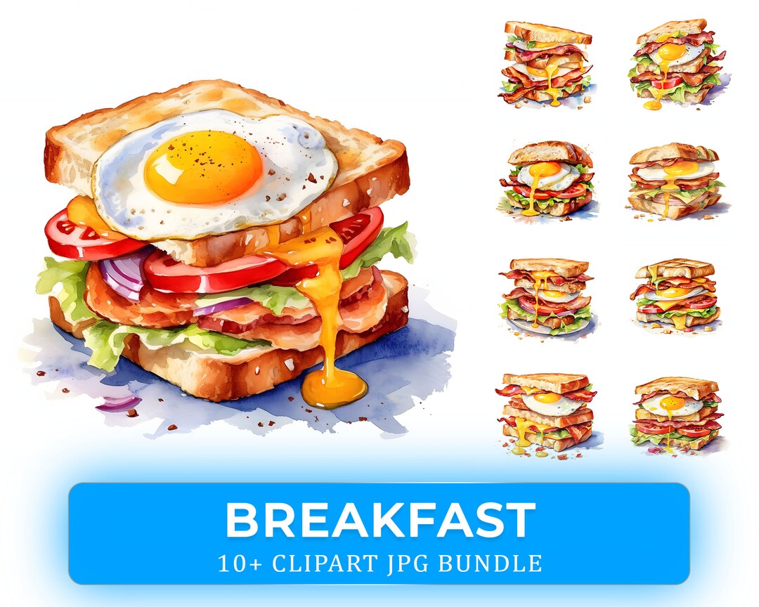 Watercolor Breakfast Clipart Bundle - High Quality Jpgs for Card Making ...