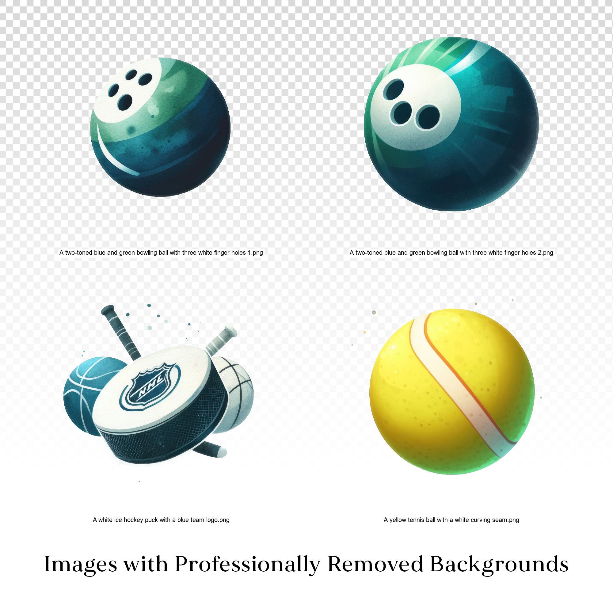 Sport Balls Watercolor Clipart Bundle 16 Transparent PNG Images, High ...