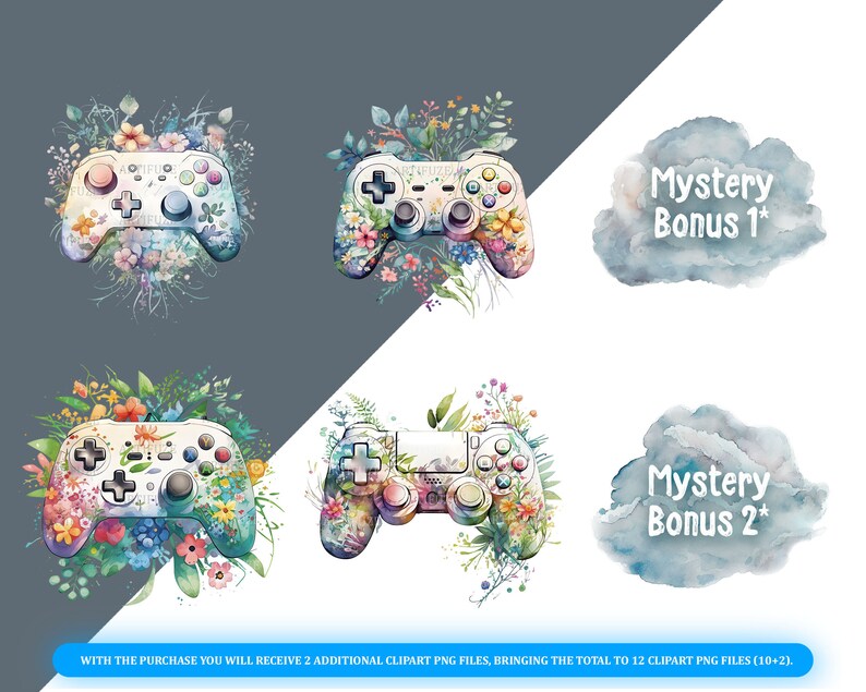 Gaming Controller Flower PNG Clipart Bundle 10 High Quality Pngs ...