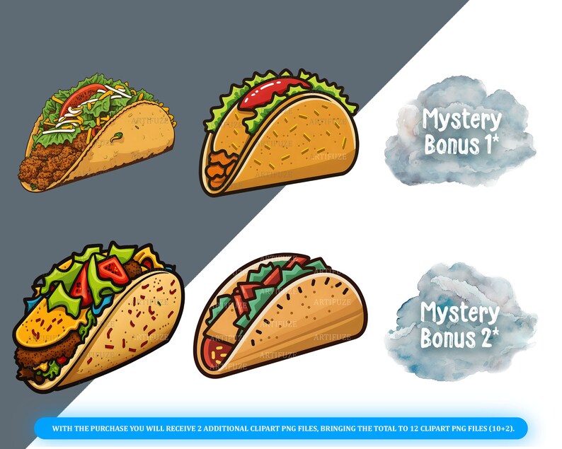 Taco Clipart Set 12 PNG Files Transparent Backgrounds Cinco De Mayo ...