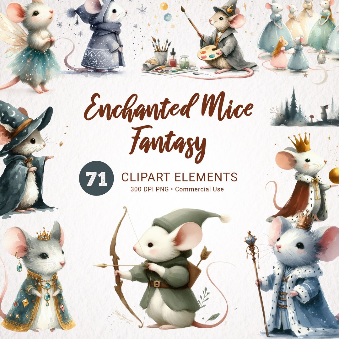 Fairytale Clipart Mice Watercolor PNG, Fantasy Mice Art, Fairytale ...