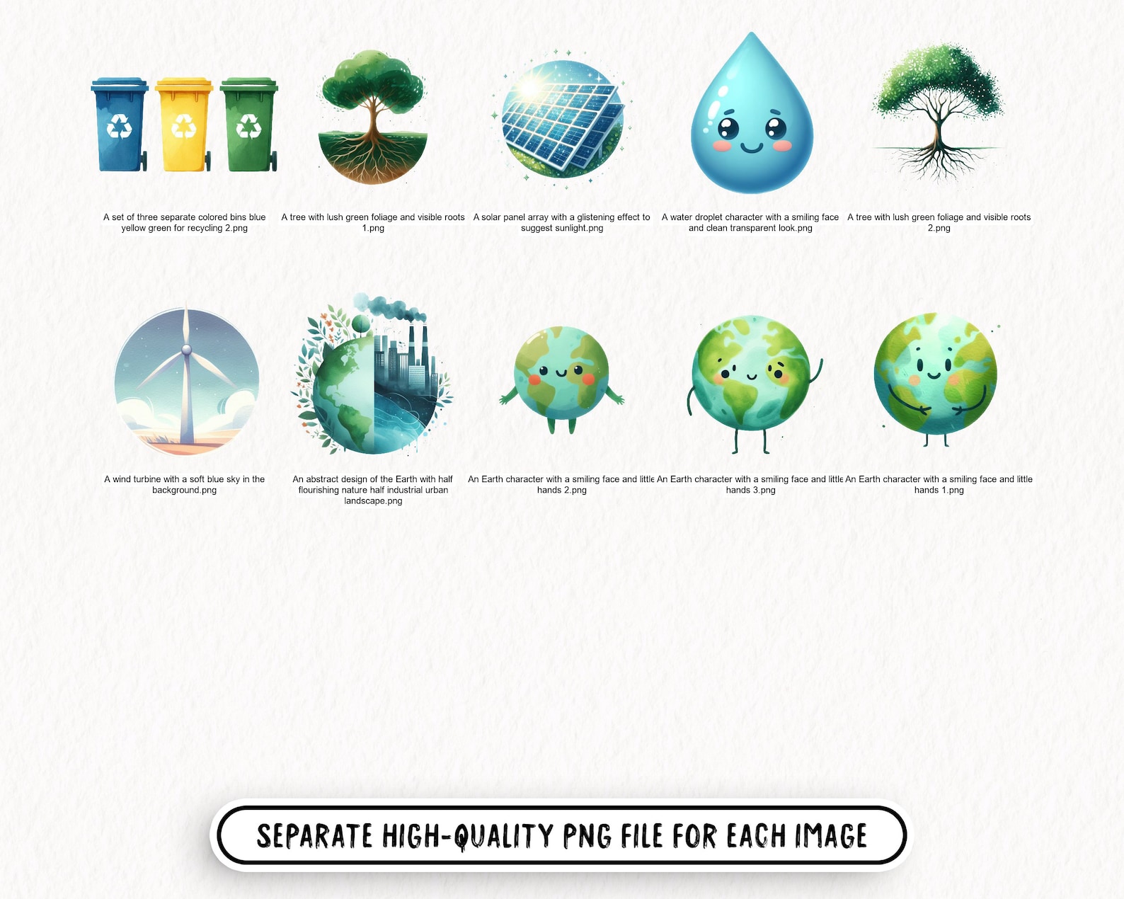 Earth Day Watercolor Clipart Bundle - 25 Eco-friendly PNG Images for ...