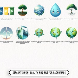 Earth Day Watercolor Clipart Bundle - 25 Eco-friendly PNG Images for ...