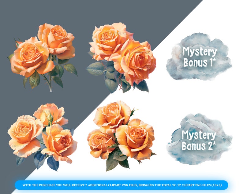 Orange Roses Clipart Bundle PNG | High Quality Sublimation Clipart | 10 ...