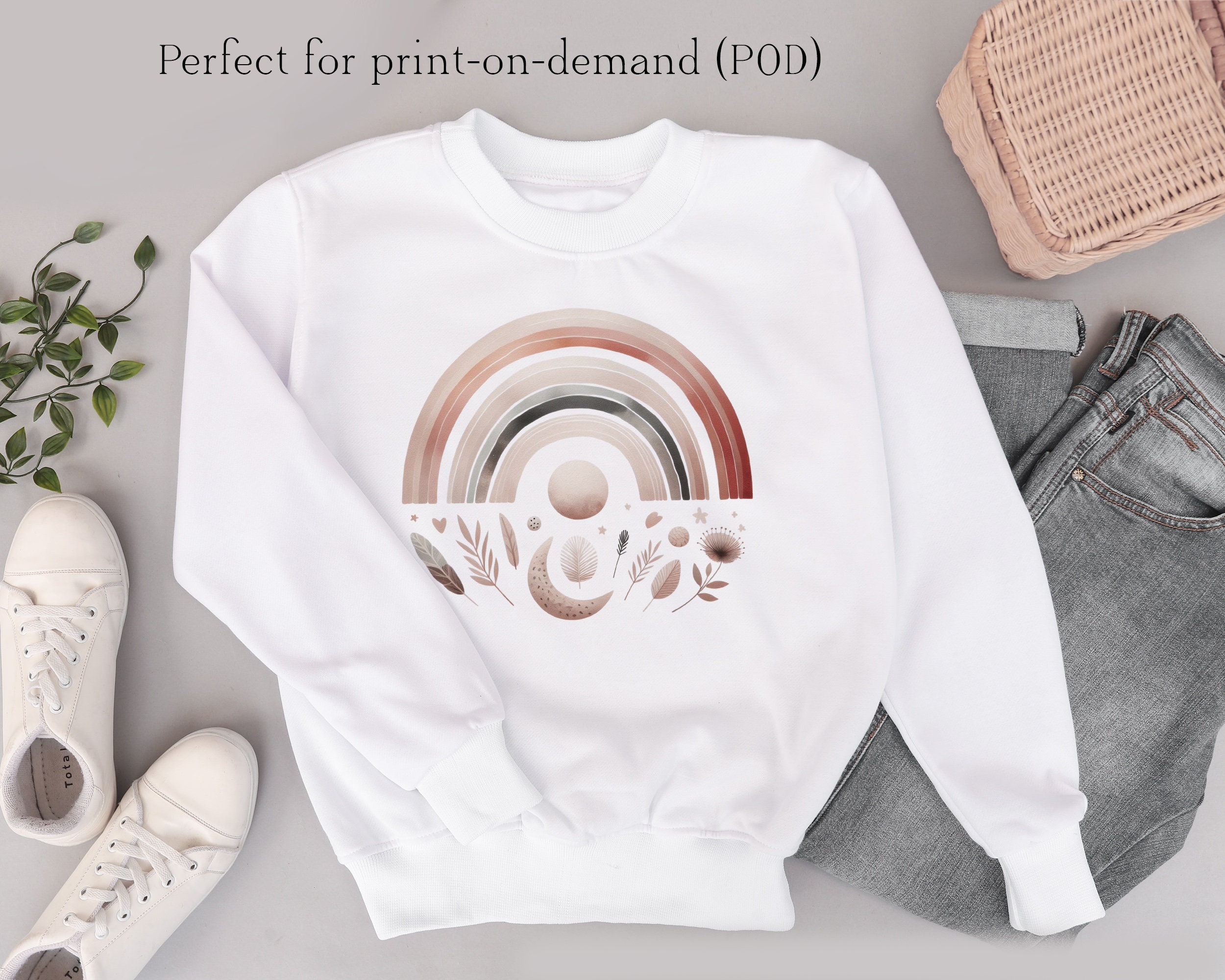 Watercolor Rainbow Clipart Boho Nursery Decor, Baby Shower Art, Newborn ...