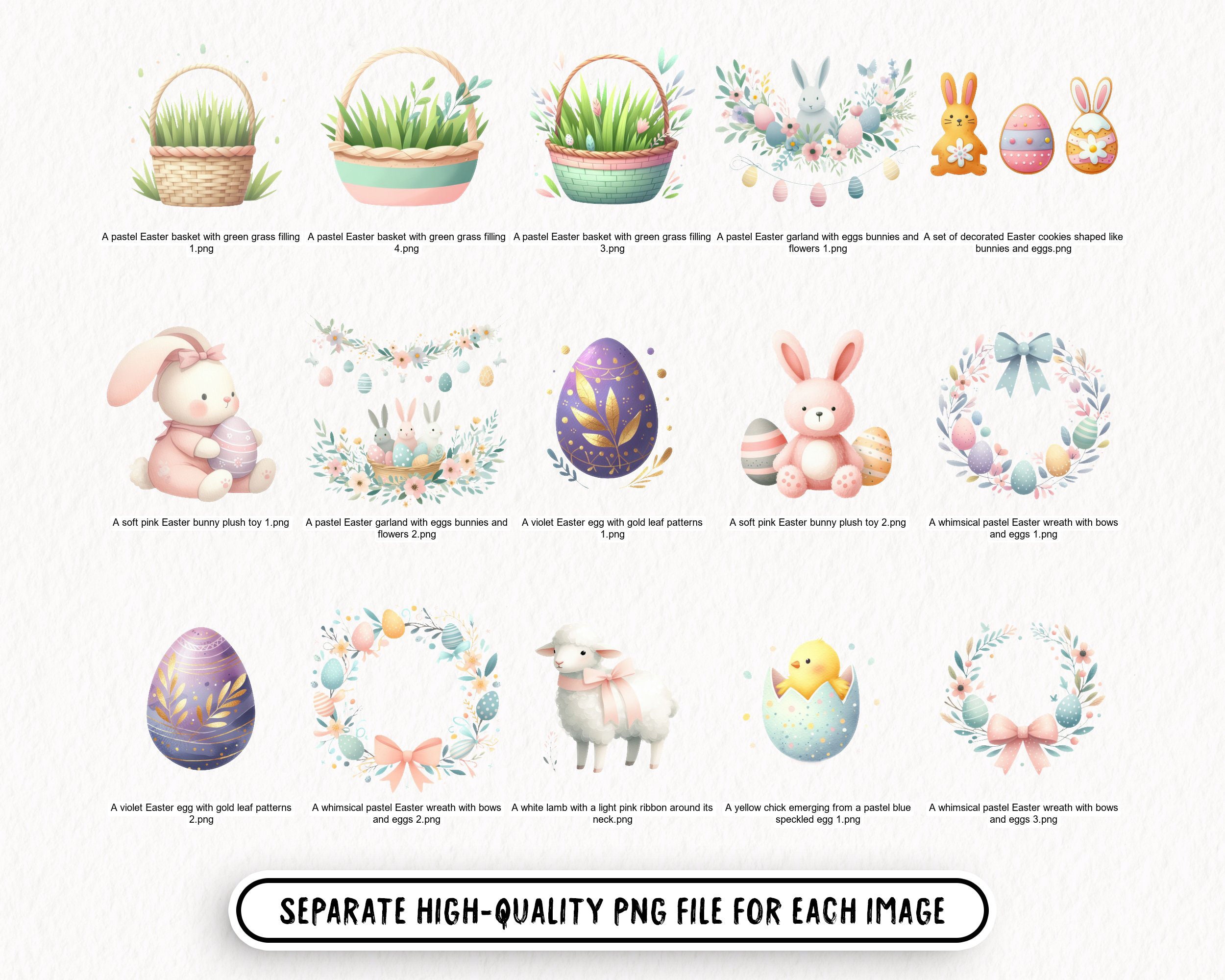Easter Watercolor Clipart Bundle 33 PNG Images, Pastel Spring Scenes ...