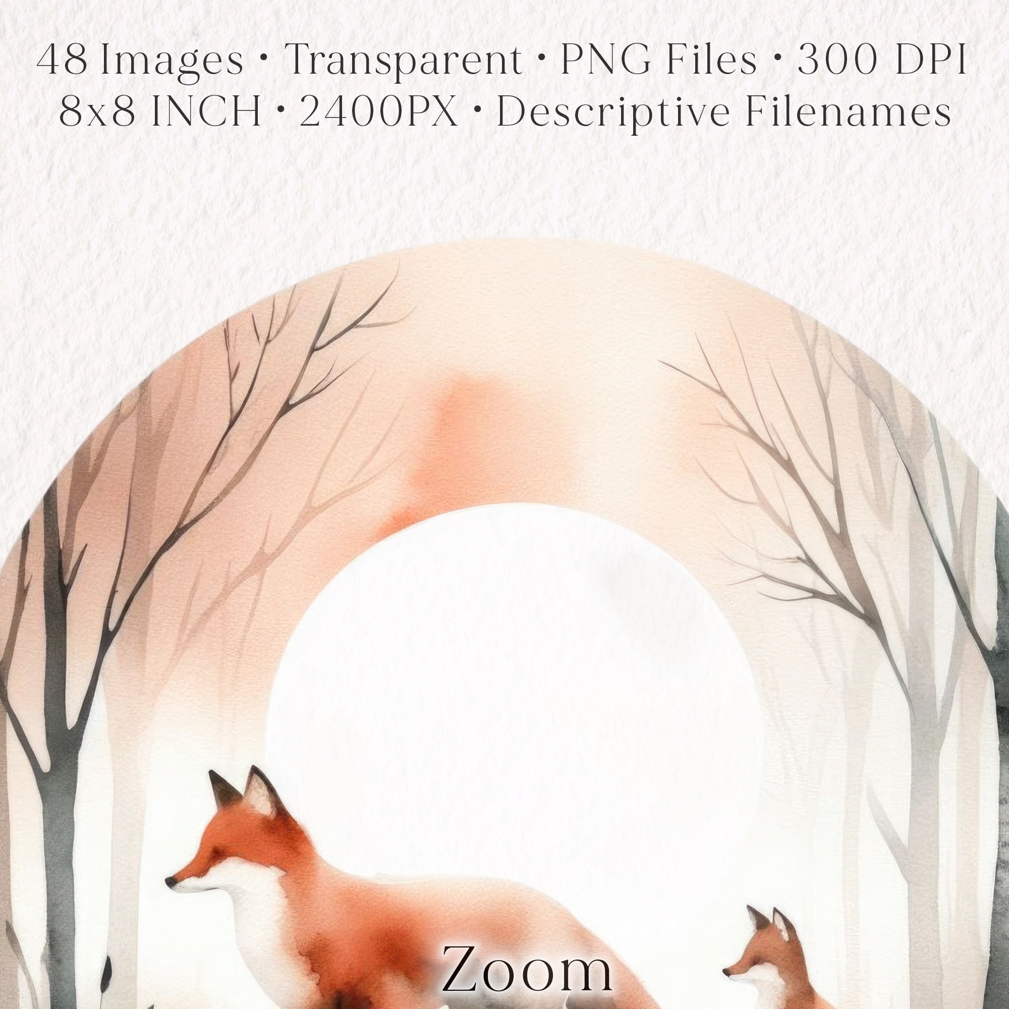 Foxes Clipart Bundle Watercolor Cute Sleeping Fox, Meadow, Woods ...