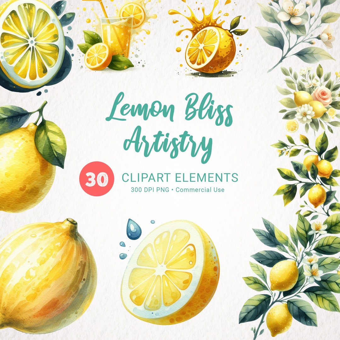 Watercolor Lemon Clipart Citrus Fruit PNG, Summer Lemons Clip Art ...