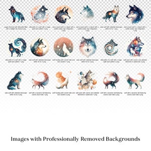 Cosmic Wolves Watercolor Clipart Bundle - Celestial Animal, Mystical ...