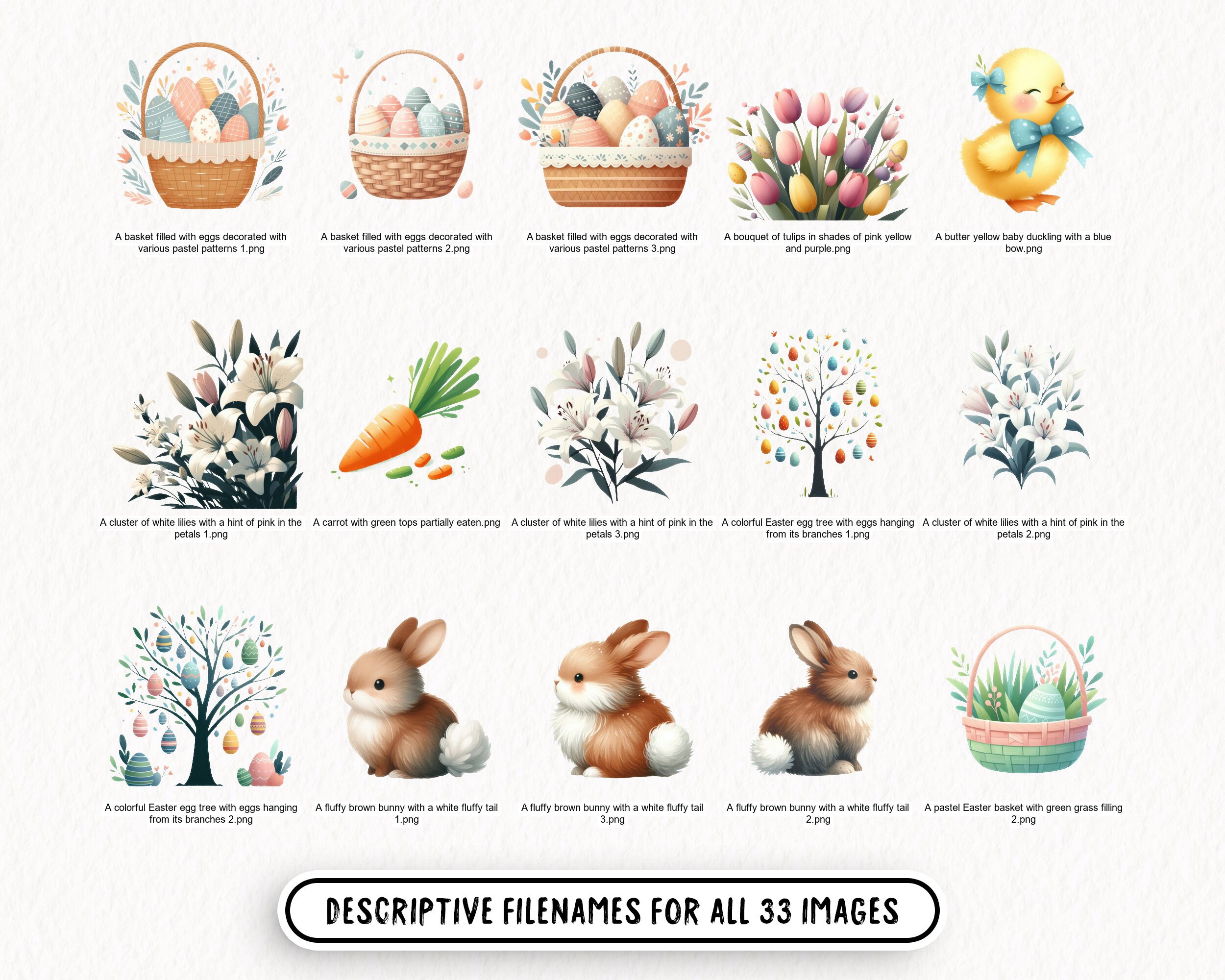 Easter Watercolor Clipart Bundle 33 PNG Images, Pastel Spring Scenes ...