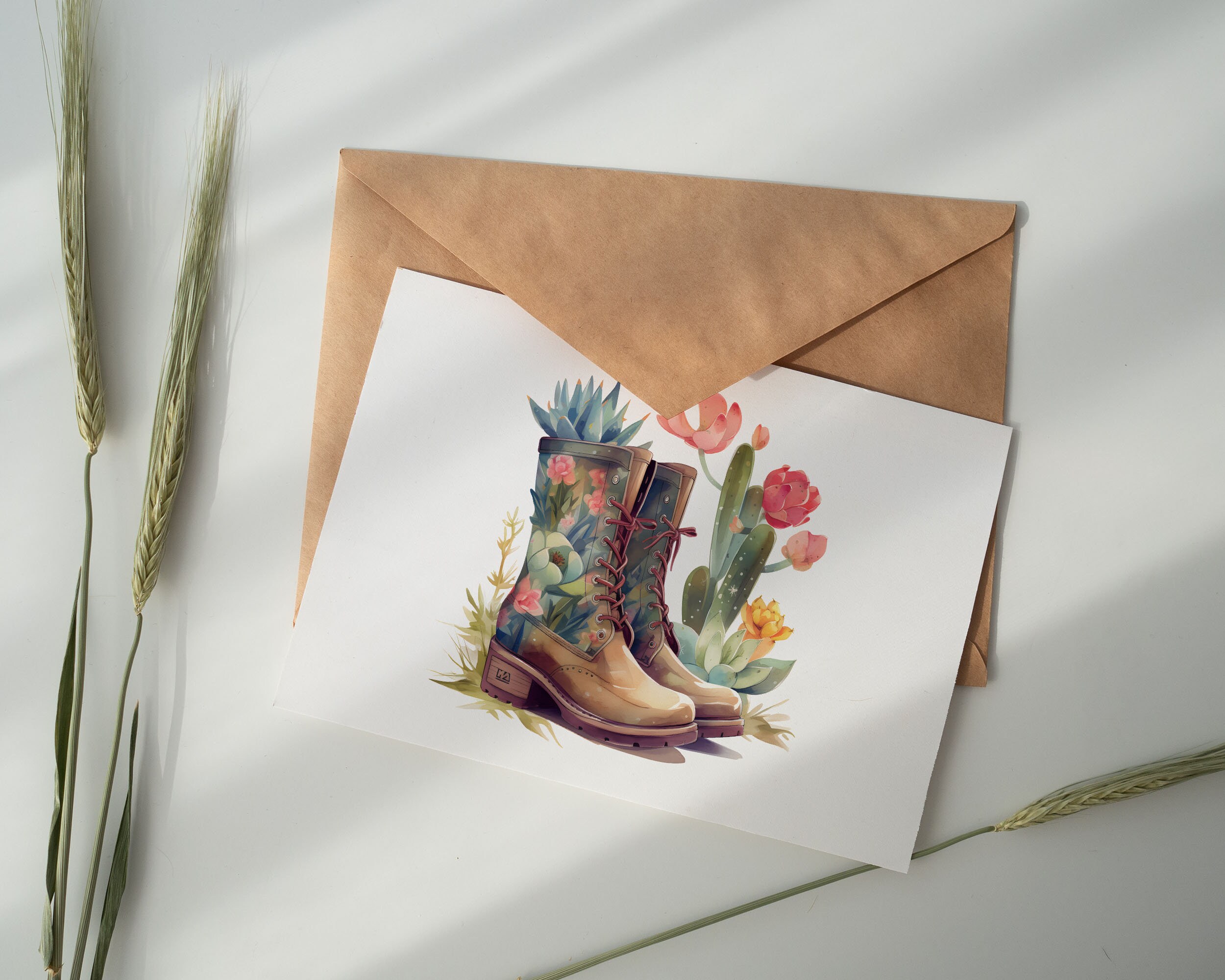 Cute Cactus Boots Clipart Bundle PNG Suitable for - Etsy