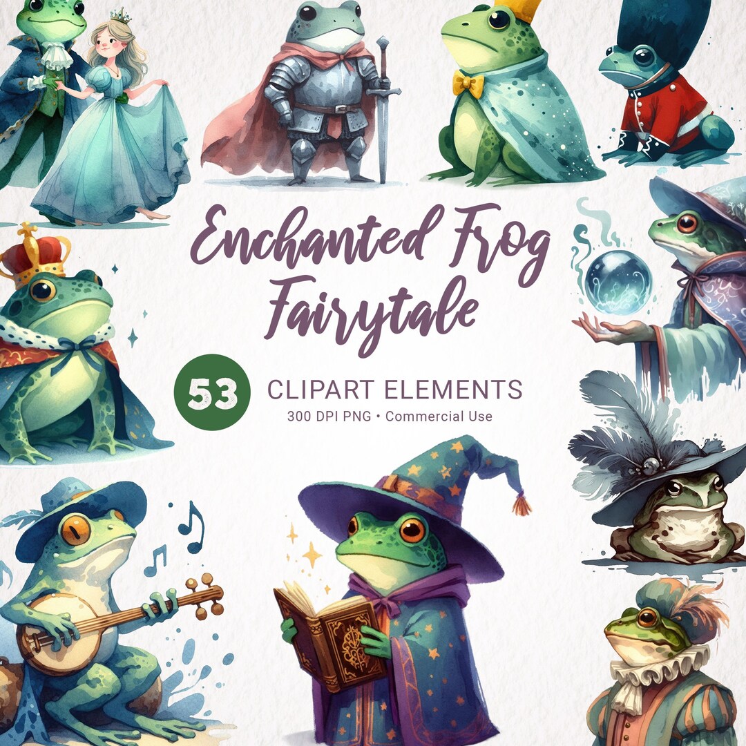 Fantasy Frog Watercolor Clipart, Fairytale PNG, Fantasy Art Clipart for ...