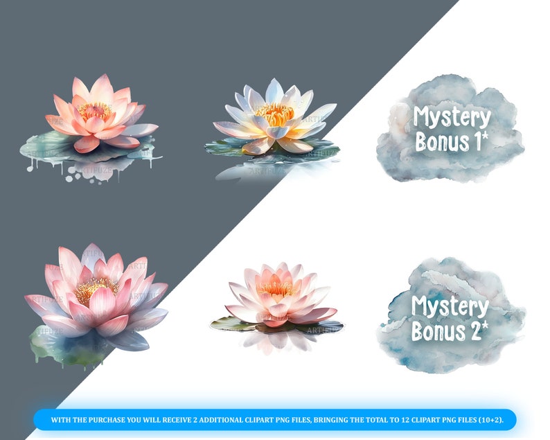 Lotus Clipart Bundle PNG 10 High Quality Pngs. Suitable for - Etsy