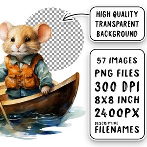 Cute Mice Watercolor Clipart Bundle - 57 Transparent PNG Images ...