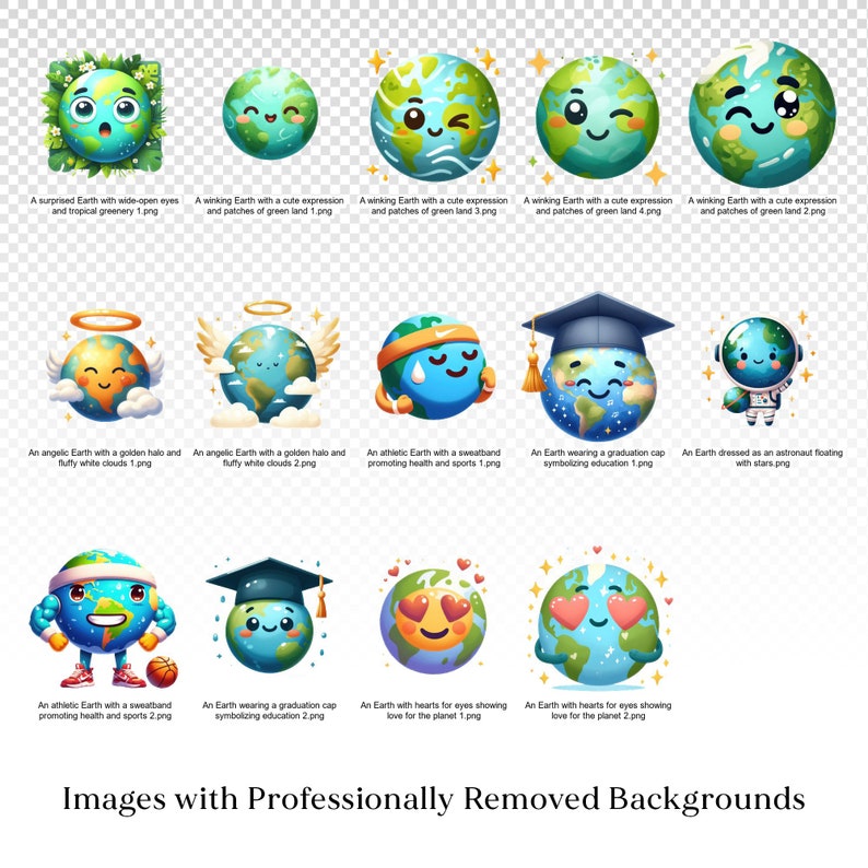 Emoji Earth Globe Watercolor Clipart Bundle 44 HQ Transparent PNG ...