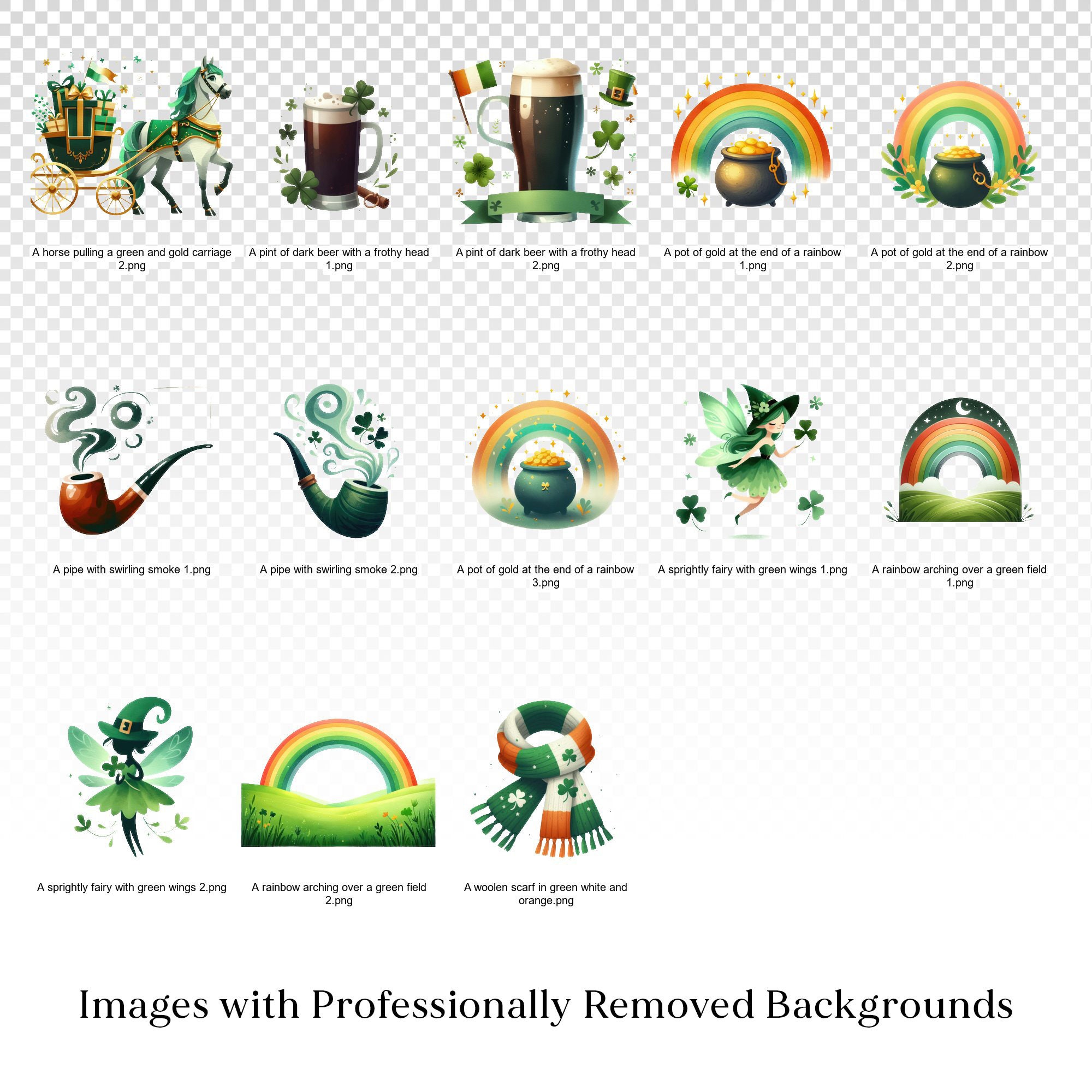 St. Patrick's Day Watercolor Clipart Bundle 43 Transparent Pngs, Irish ...