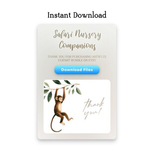 Jungle Safari Watercolor Clipart - Cute Animals for Baby Shower ...