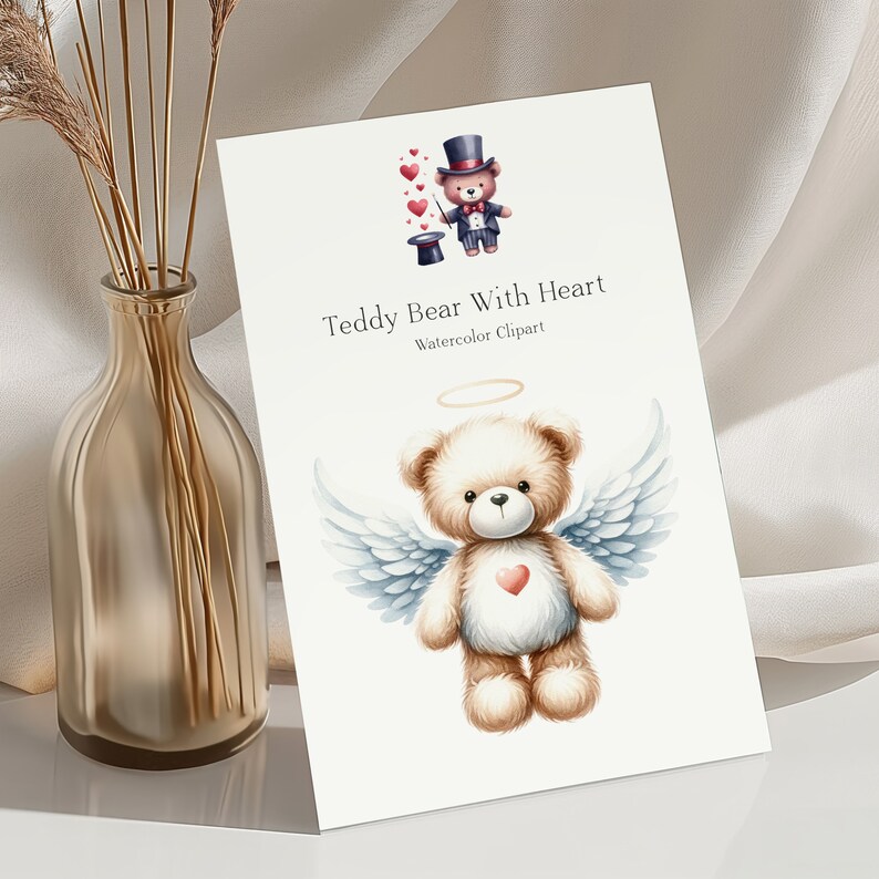 Teddy Bear With Heart Clipart Bundle 30 High Quality Watercolor PNG ...