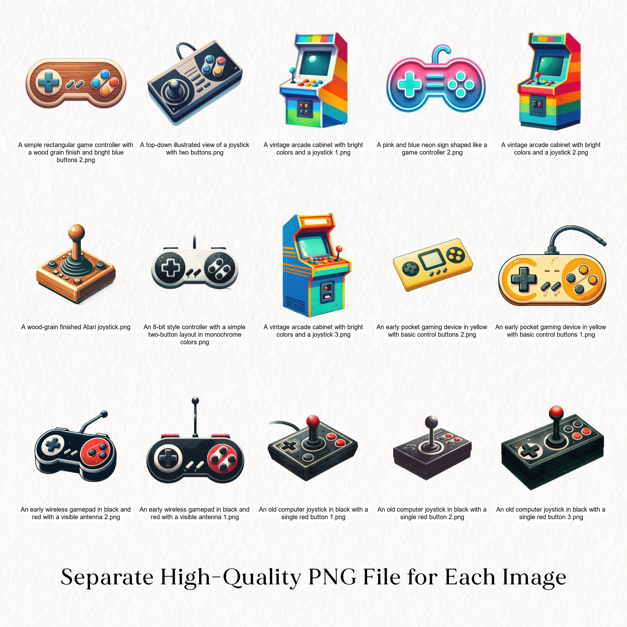 Retro Gaming Controller Watercolor Clipart Bundle 33 Vintage Gamer Pngs ...