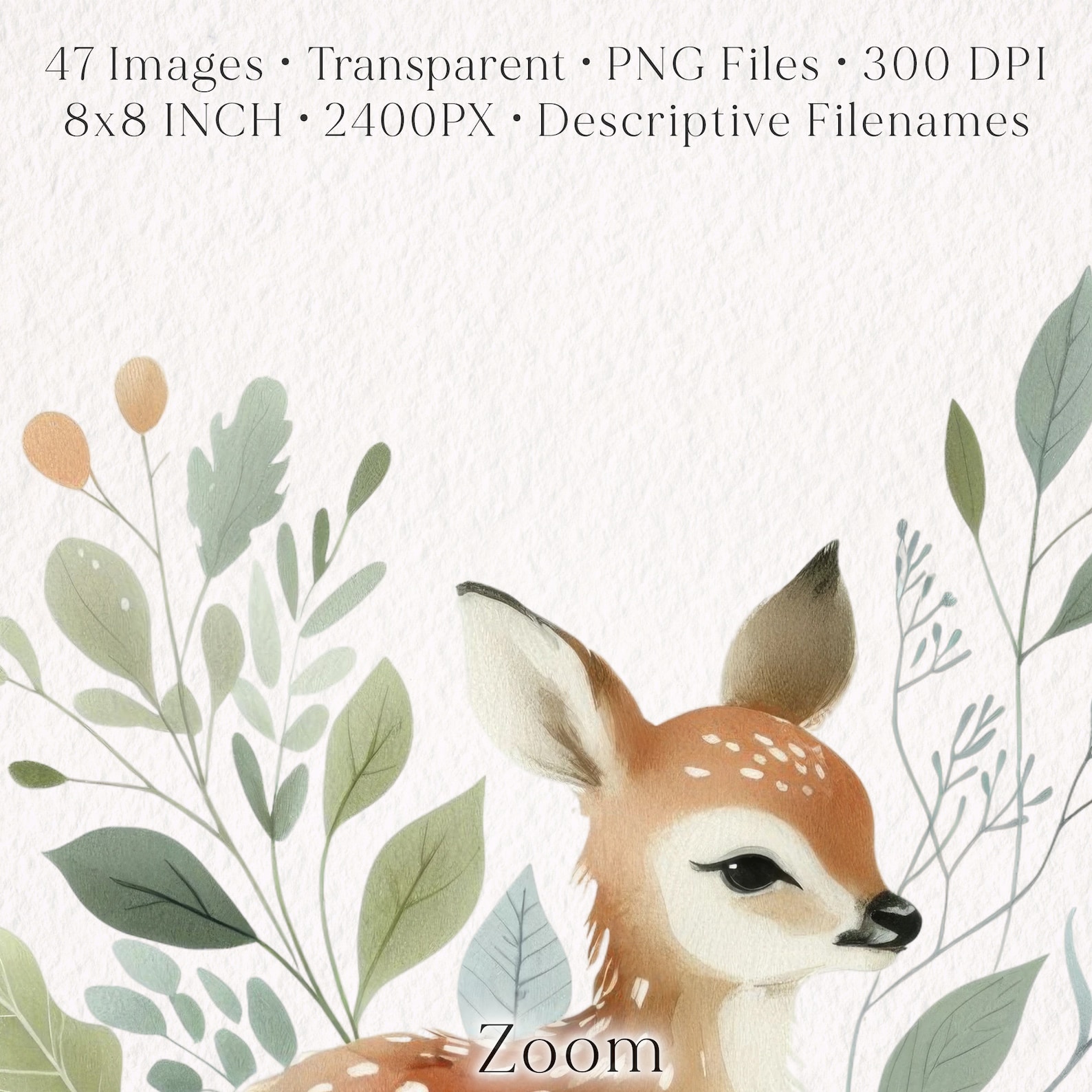 Baby Deer Watercolor Clipart Cute Deer PNG, Nursery Decor, Baby Shower ...