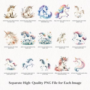 Unicorn Watercolor Clipart - Cute Neutral Unicorns Clip Art for Nursery ...