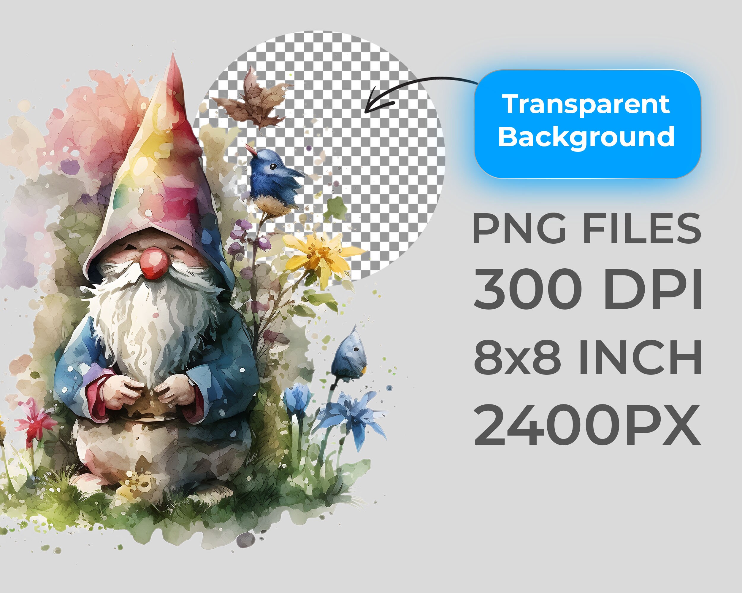 Watercolor Gnome Clipart Bundle Transparent Pngs Instant - Etsy