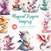 Cute Girly Dragon Watercolor Clipart PNG Nursery Wall Art, Baby Shower ...