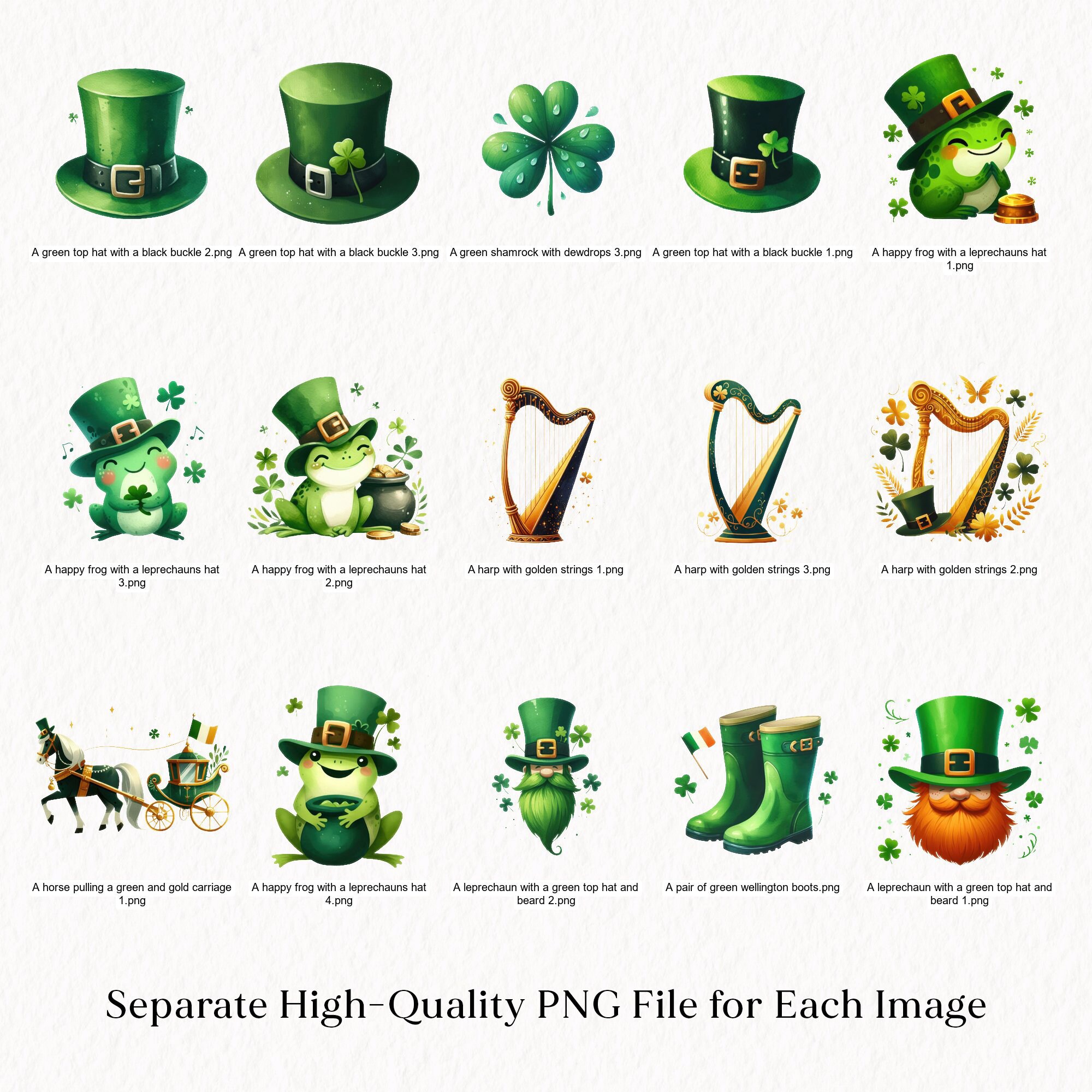 St. Patrick's Day Watercolor Clipart Bundle 43 Transparent Pngs, Irish ...