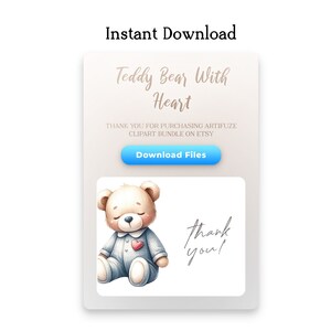 Teddy Bear With Heart Clipart Bundle - 30 High Quality Watercolor PNG ...