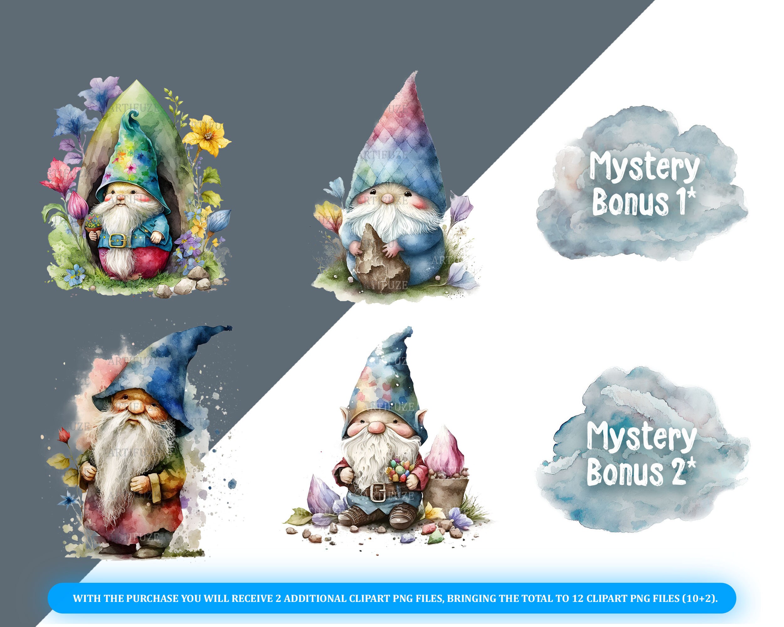 Watercolor Gnome Clipart Bundle Transparent Pngs Instant - Etsy
