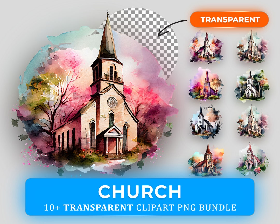 Church Watercolor Clipart Bundle - 10+ Charming Hand-painted Churches ...