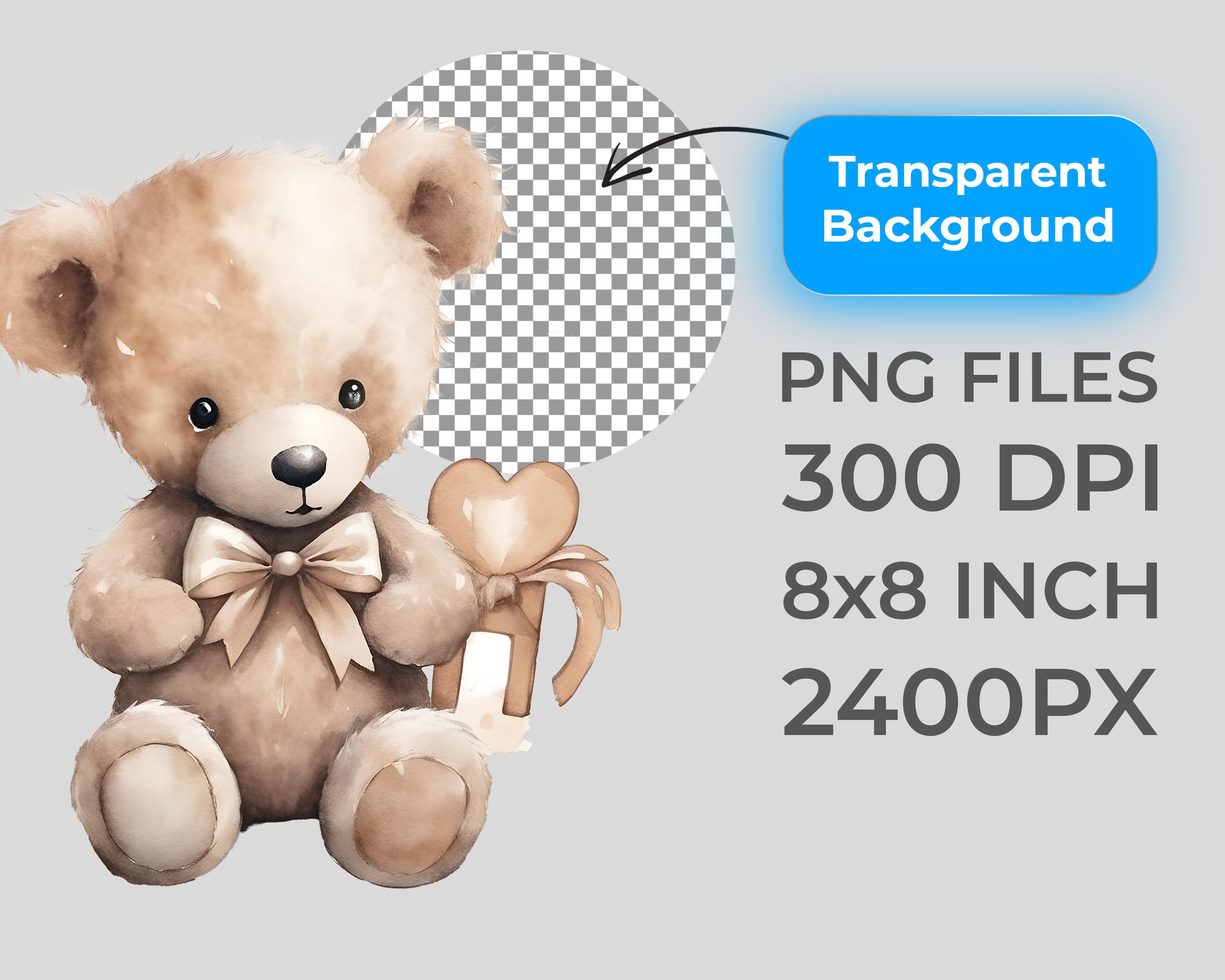 Watercolor Cute Teddy Bear Clipart Bundle PNG 10 High Quality - Etsy