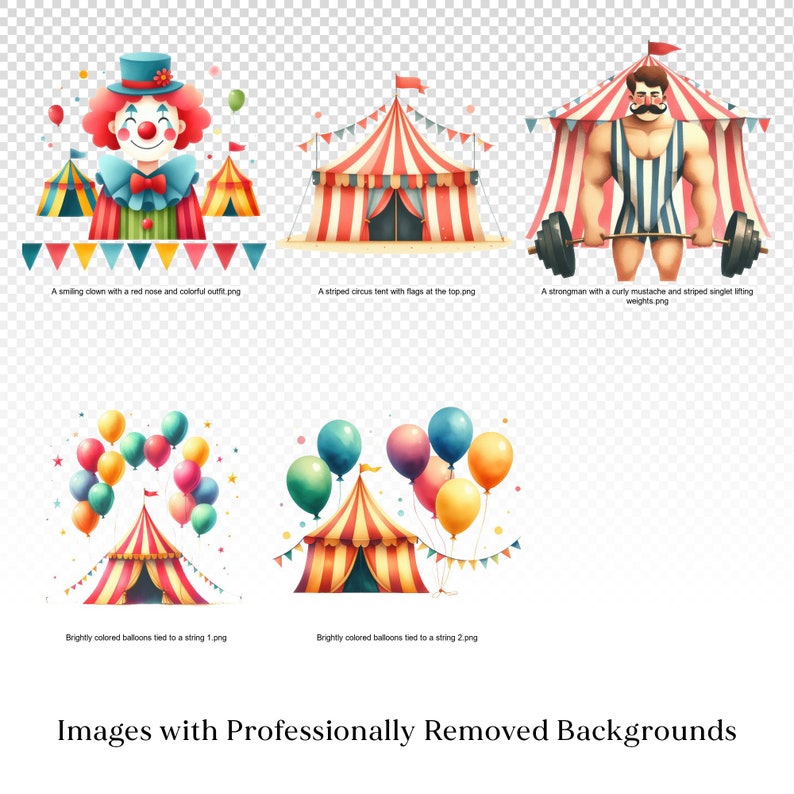 Circus Tent Watercolor Clipart Bundle 18 Transparent PNG Images of ...