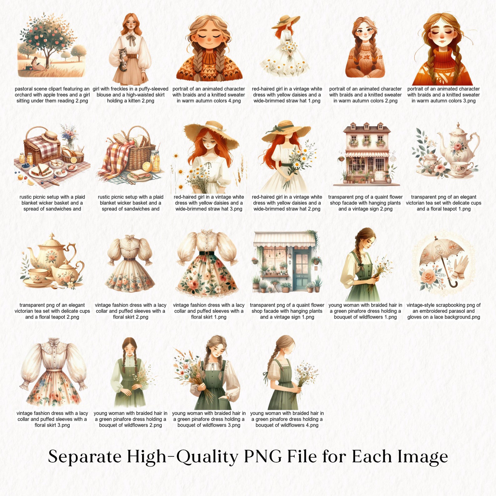 Anne of Green Gables Clipart Bundle Cottagecore Digital Stickers ...