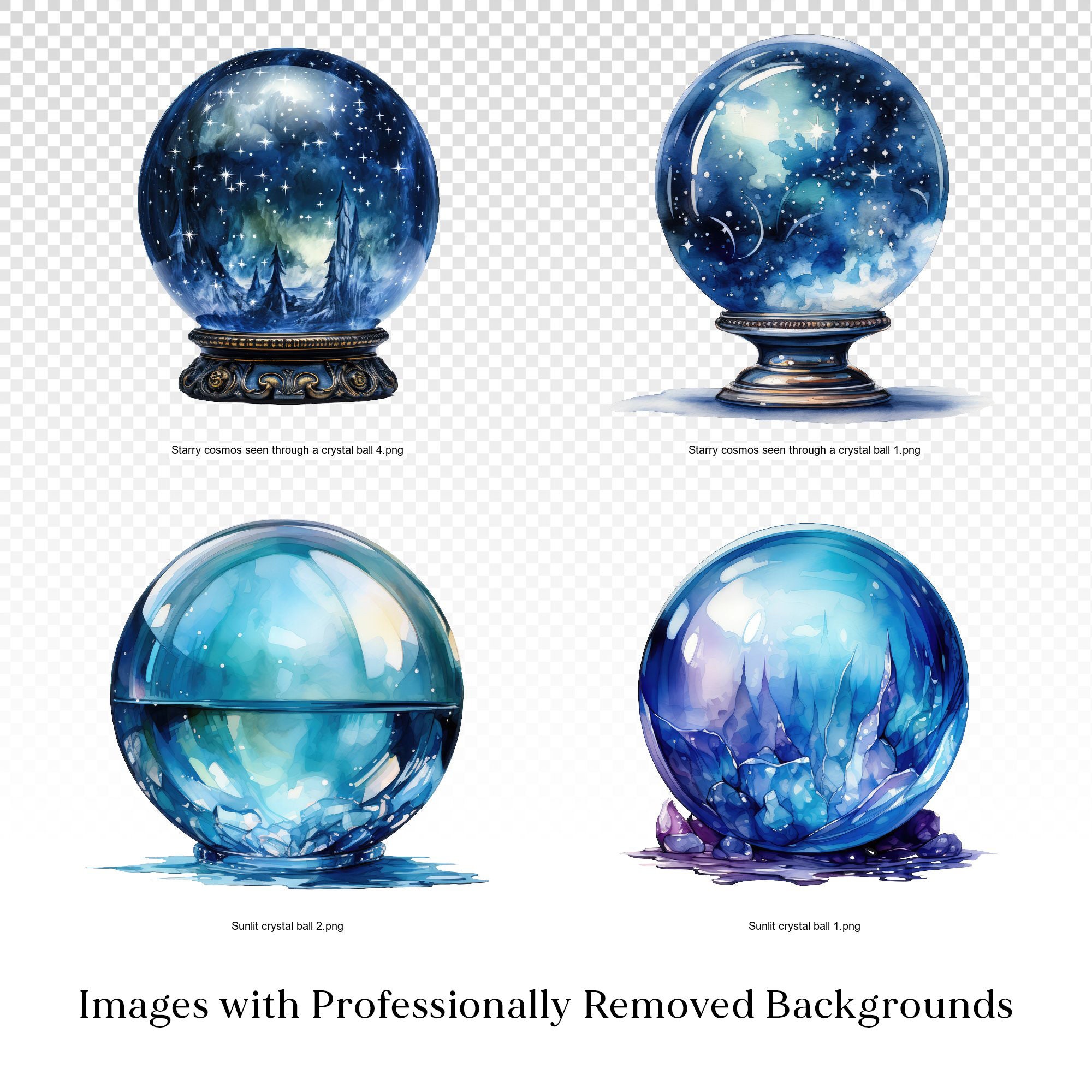 Crystal Balls Watercolor Clipart Bundle 52 High-quality Pngs, Mystic ...
