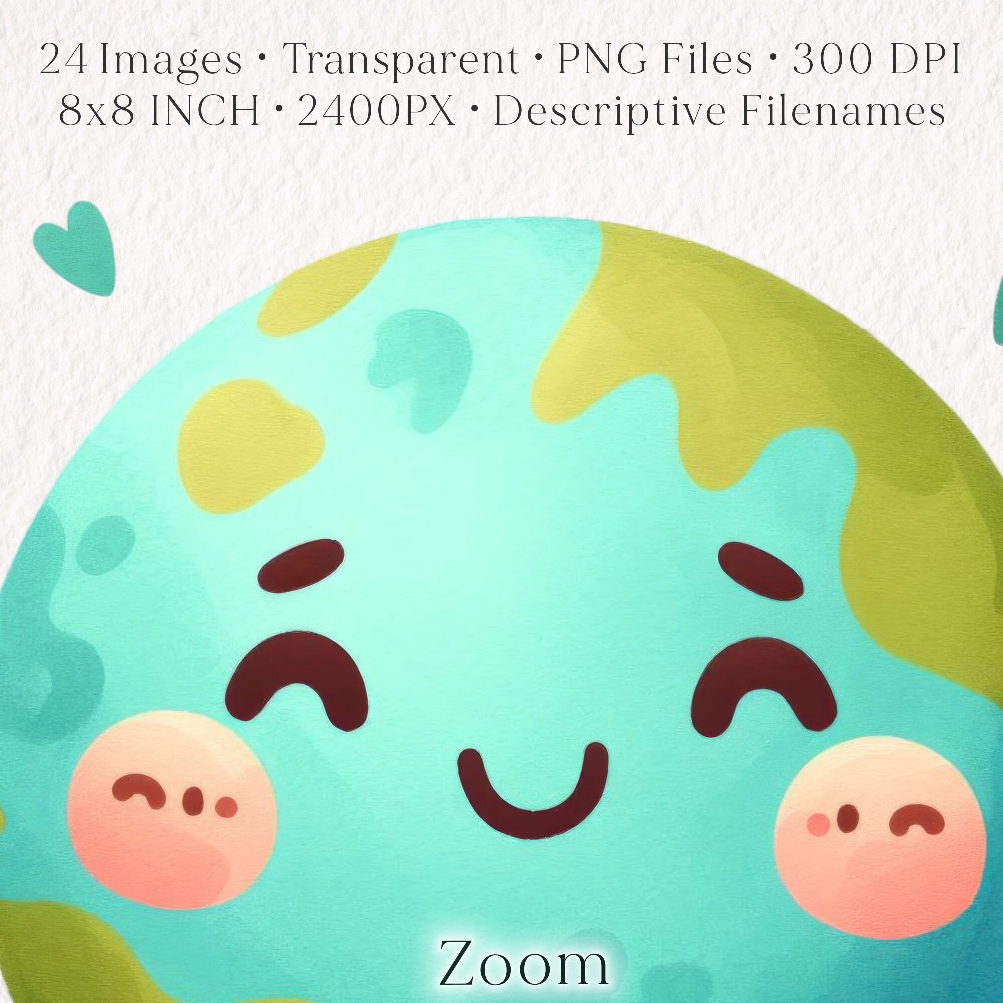 Cute Earth Globe Watercolor Clipart Bundle 24 HQ Transparent PNG Images ...