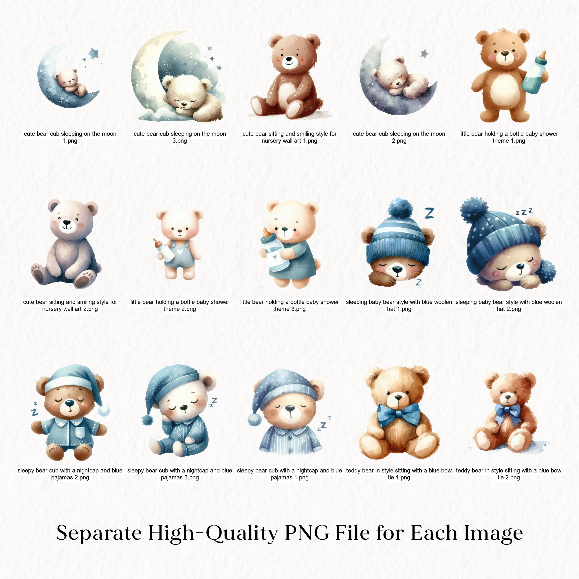Watercolor Baby Bear Clipart Nursery Decor, Teddy Bear, Baby Shower ...