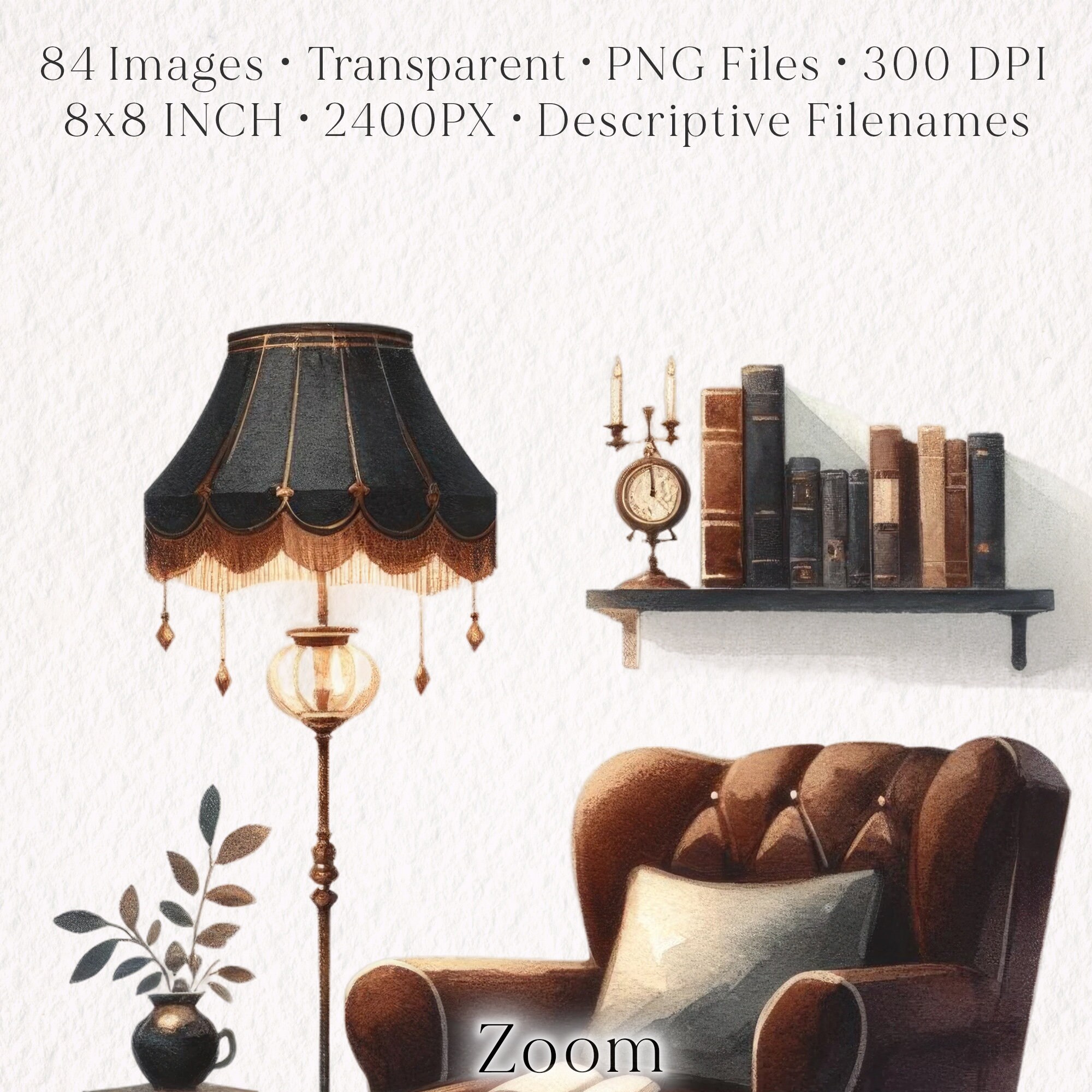 Dark Academia Watercolor Clipart Spell Library Bundle, Vintage Bookworm ...