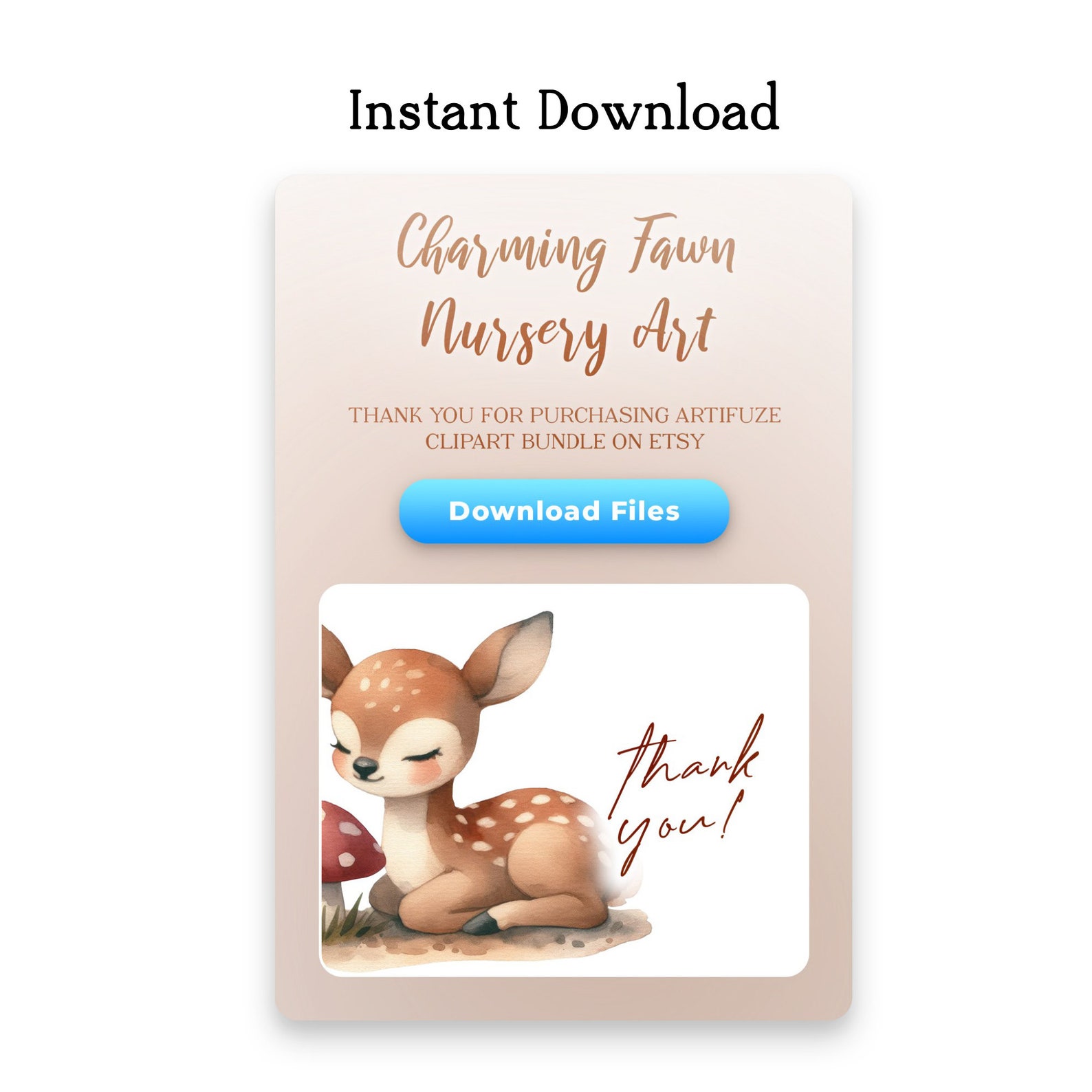 Baby Deer Watercolor Clipart - Cute Deer PNG, Nursery Decor, Baby ...