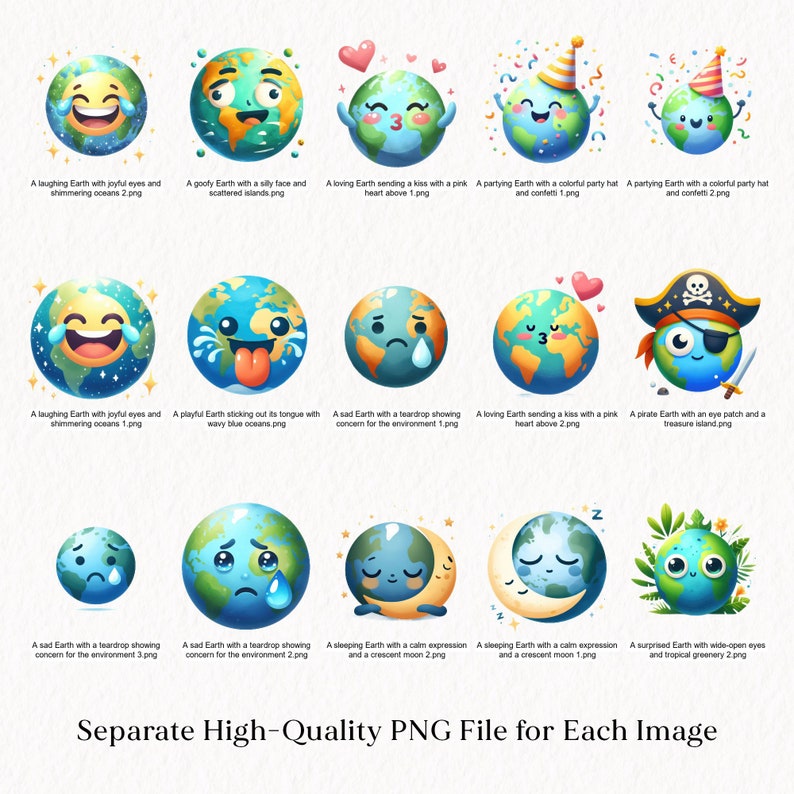 Emoji Earth Globe Watercolor Clipart Bundle 44 HQ Transparent PNG ...