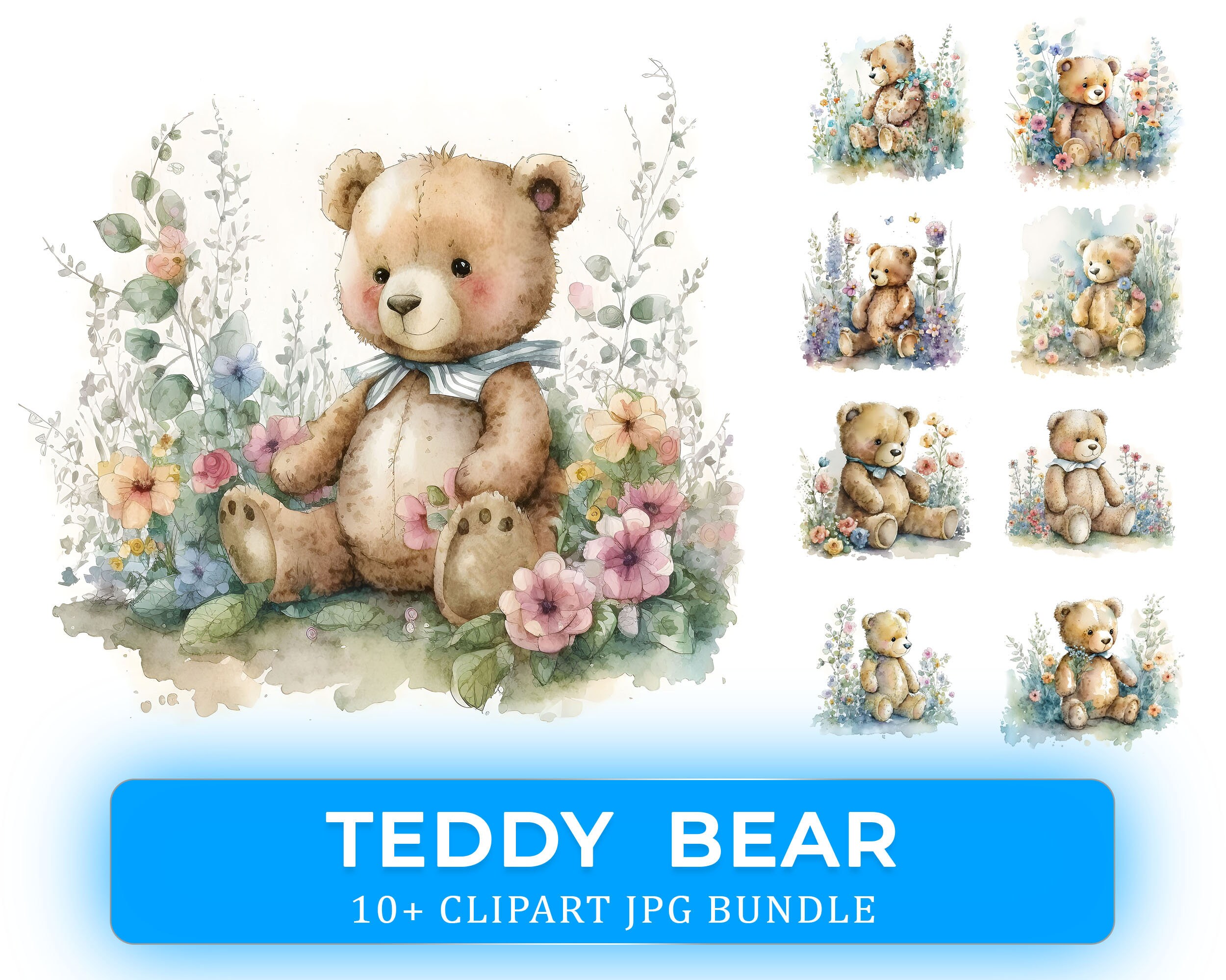 Teddy Bear Clipart 10 High Quality Jpgs Digital Download - Etsy