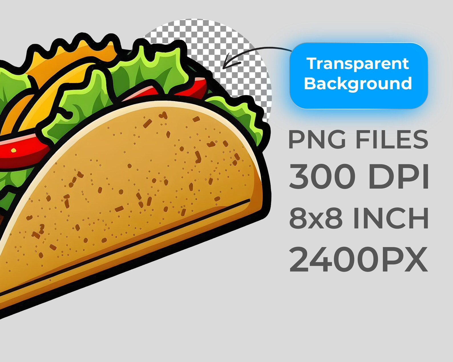 Taco Clipart Set 12 PNG Files Transparent Backgrounds Cinco De Mayo ...