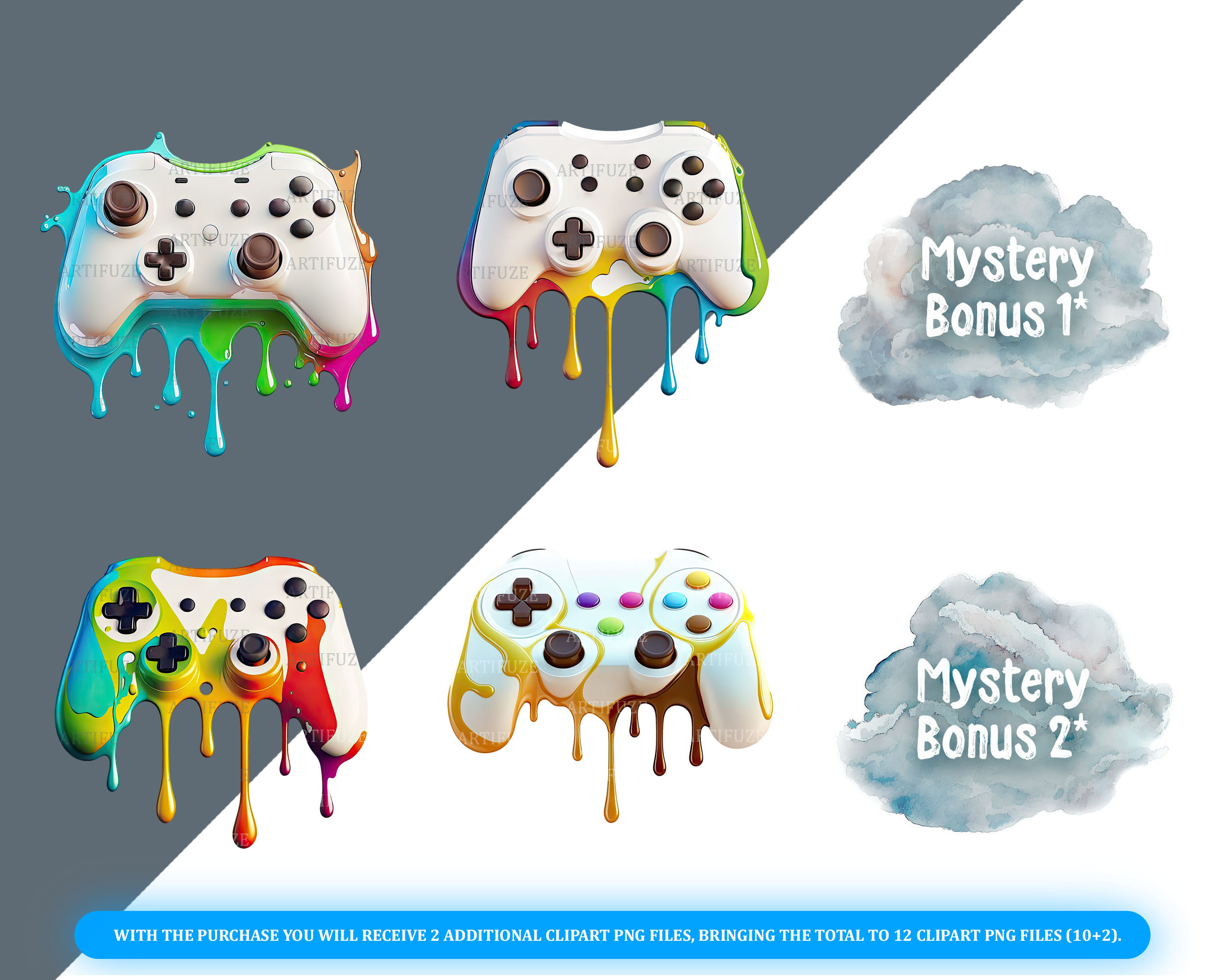 Melting Gaming Controller Clipart Bundle PNG 10 High Quality Pngs ...