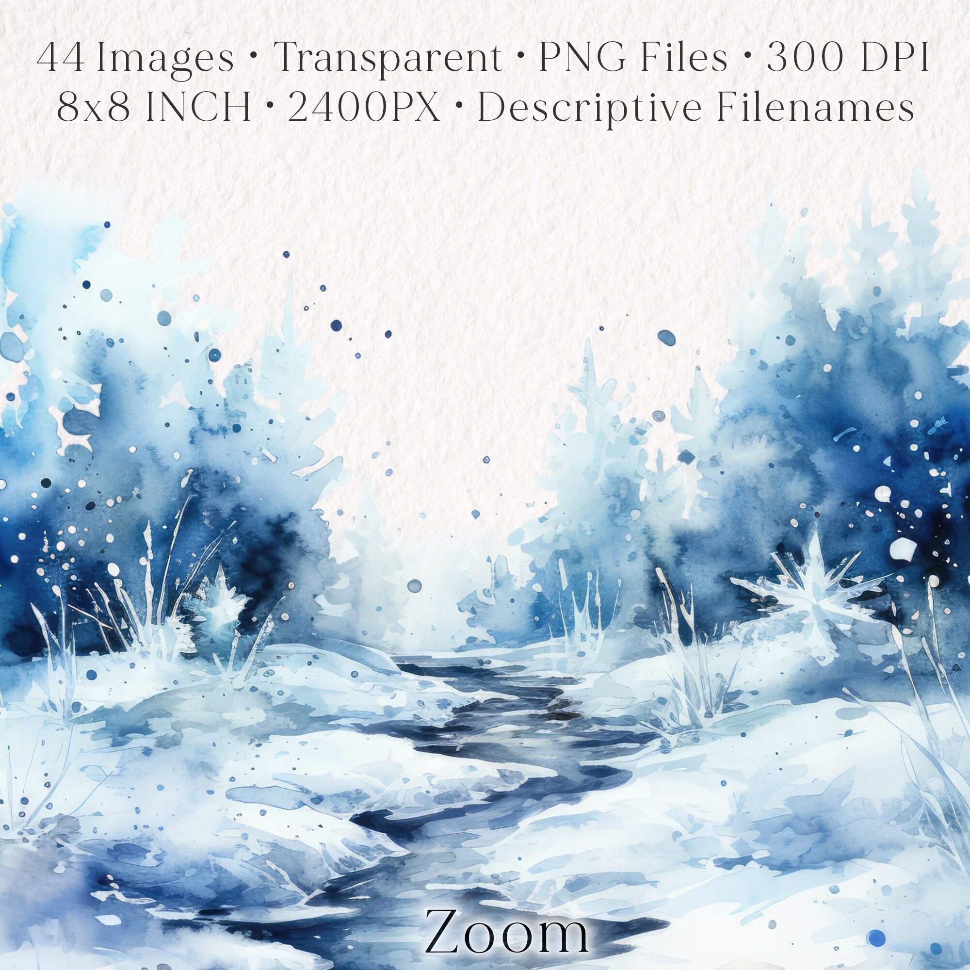 Frost Patterns Watercolor Clipart Bundle 44 PNG Images of Winter Magic ...