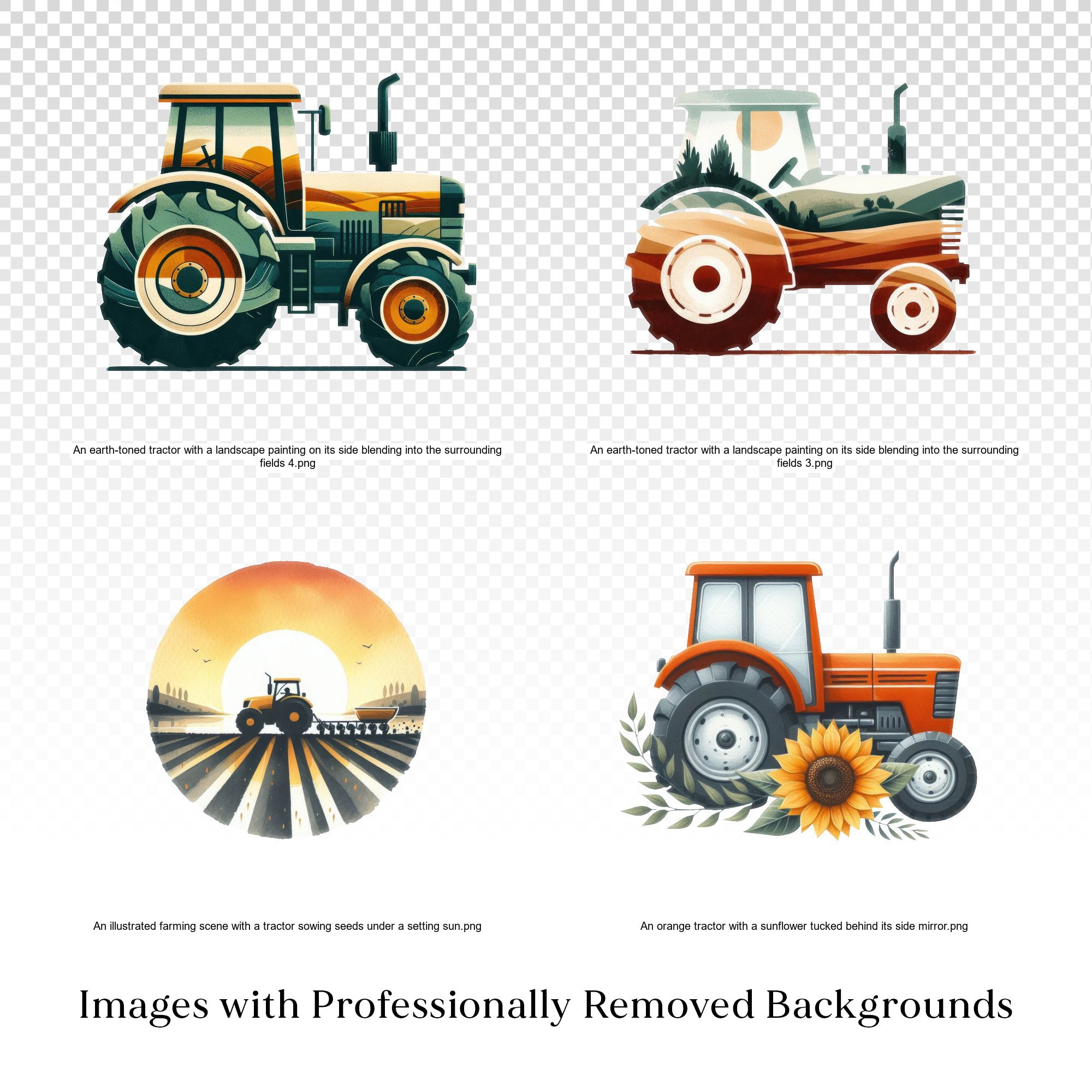 Watercolor Tractors Clipart Bundle 34 Farm Machinery Transparent PNG ...