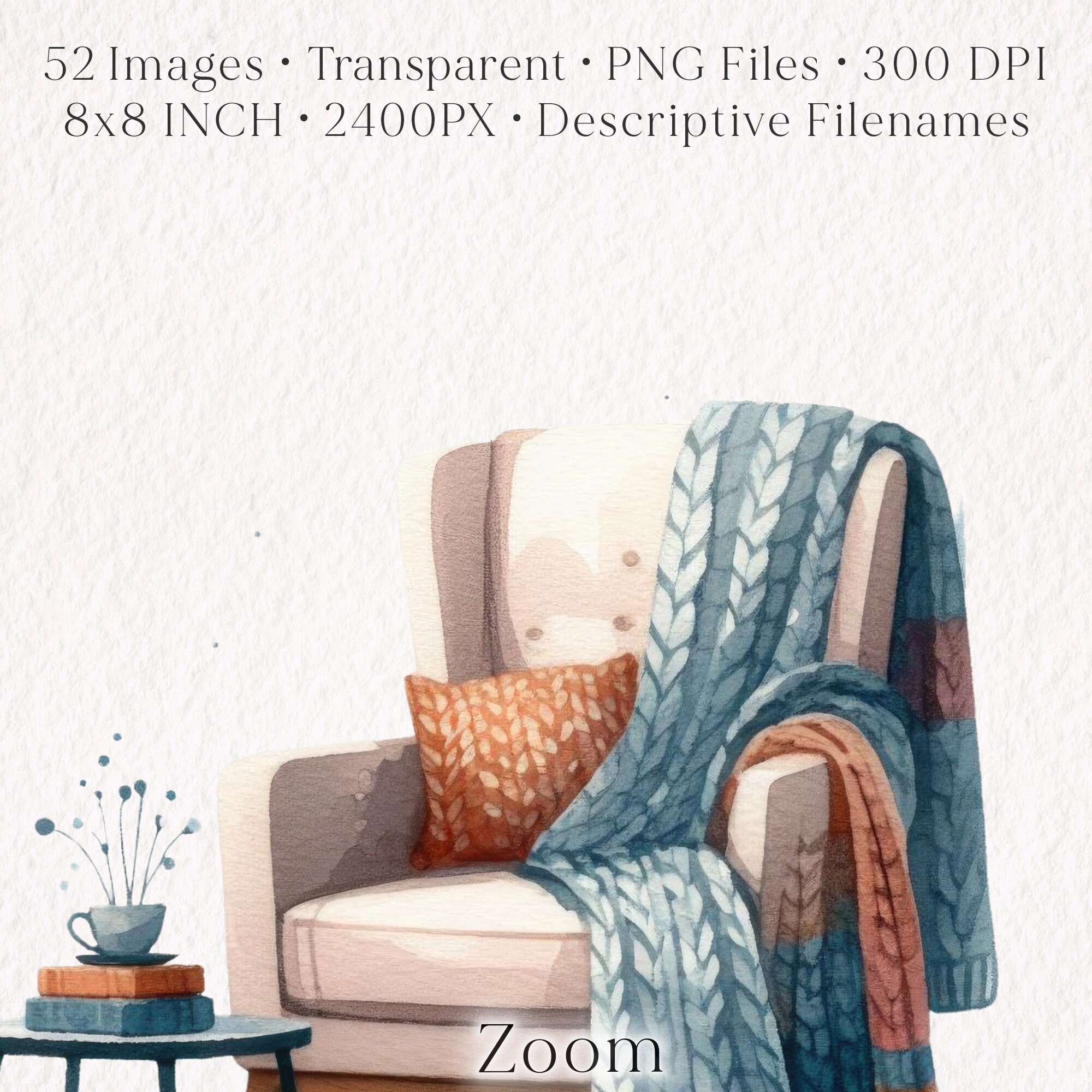 Cozy Reading Corner Clipart Bundle - Watercolor Night Reading ...