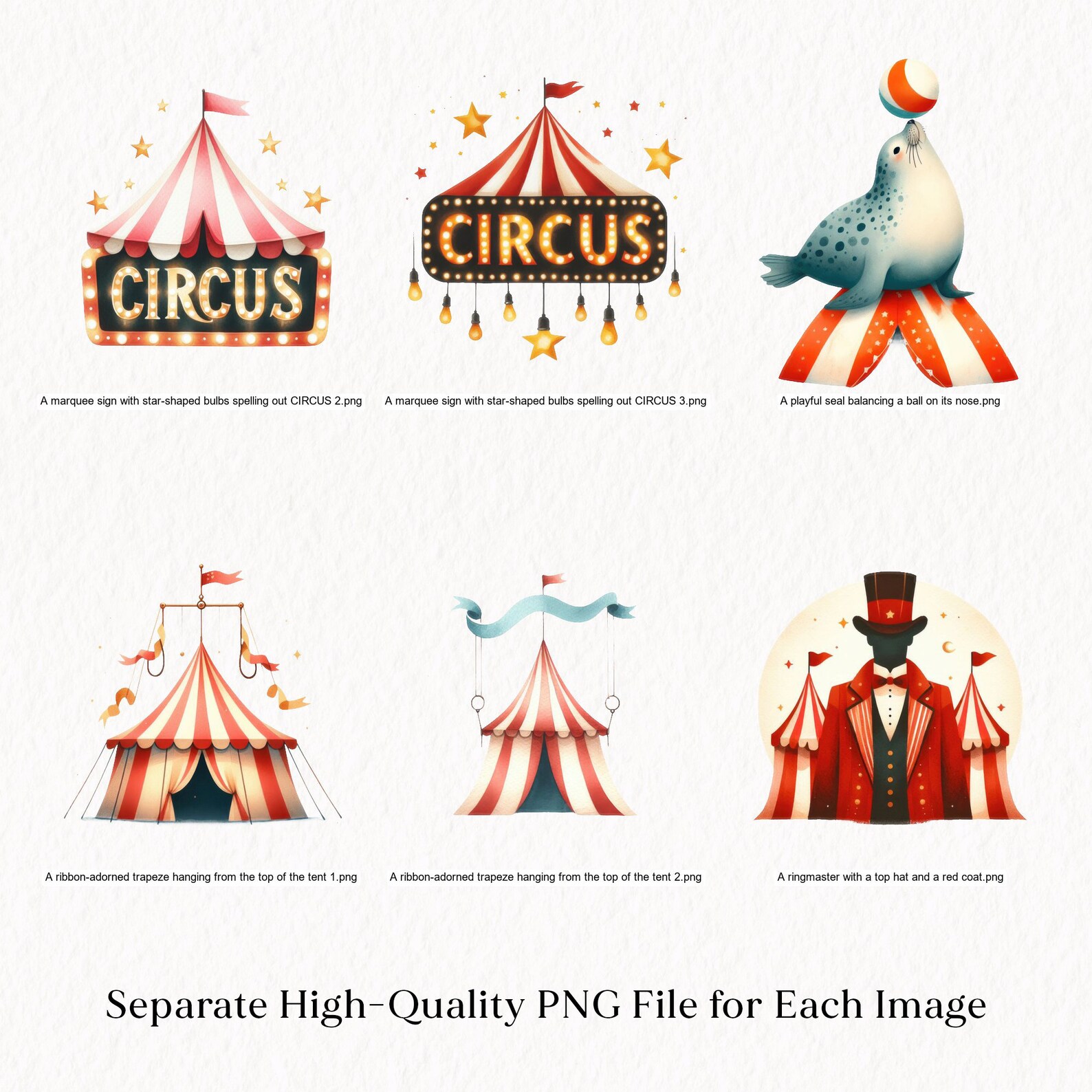 Circus Tent Watercolor Clipart Bundle 18 Transparent PNG Images of ...