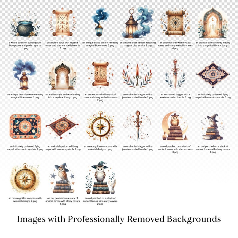 Witchcraft Clipart Bundle - Arabian Night Witch, Magic Clip Art PNG ...