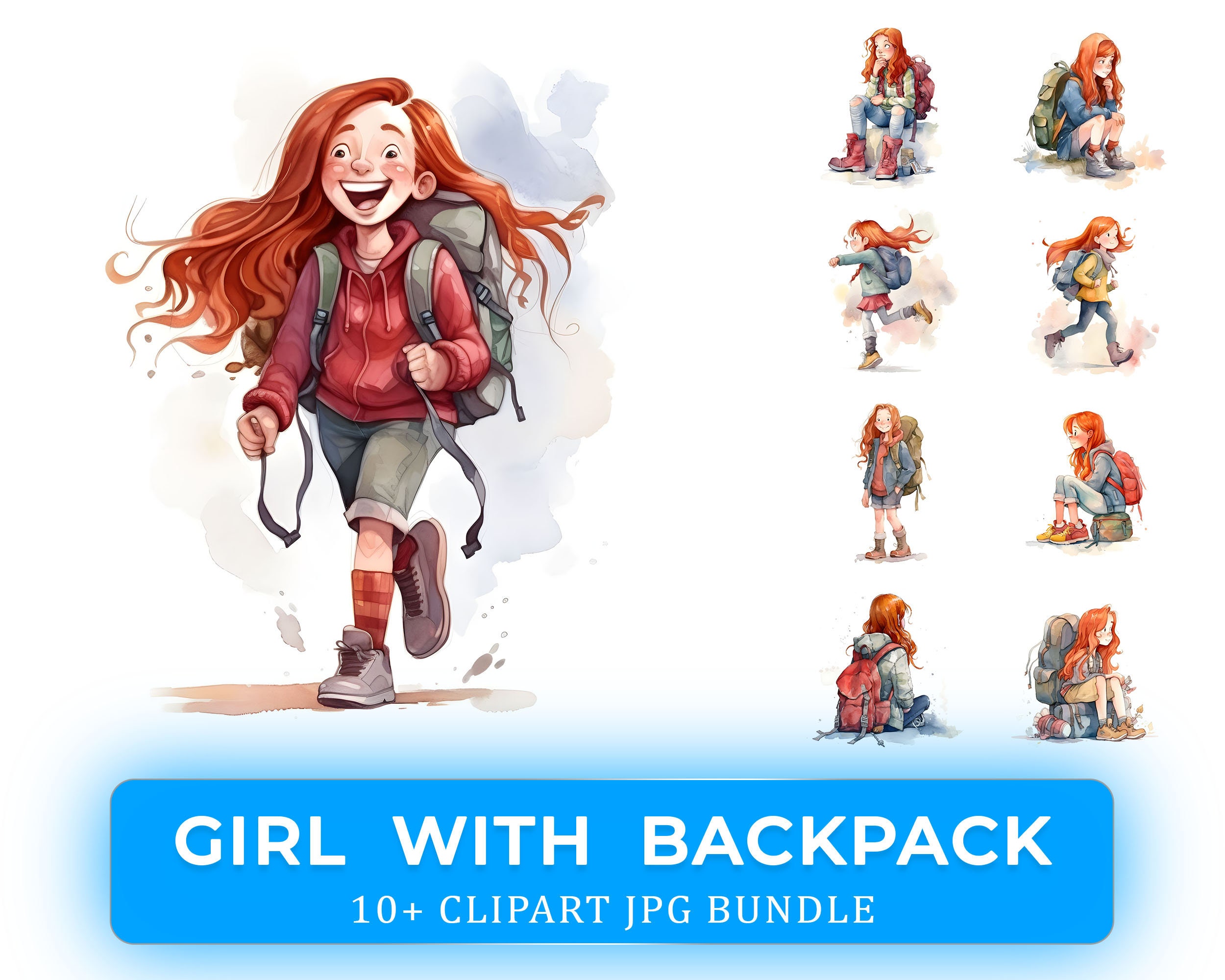 Girl With Backpack Clip Art
